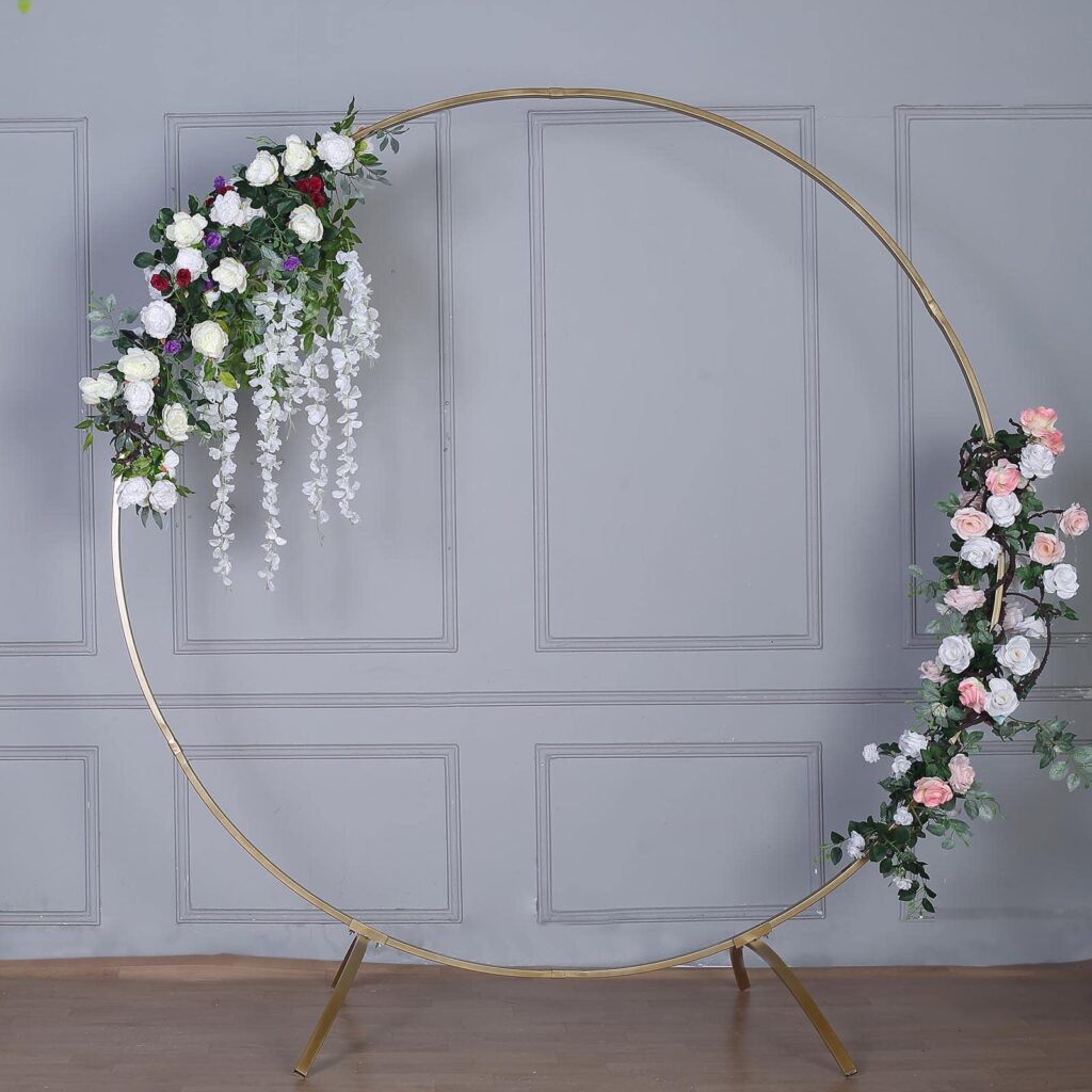This N That Bermuda Party Rentals » Gold Circle Metal Backdrop Stand